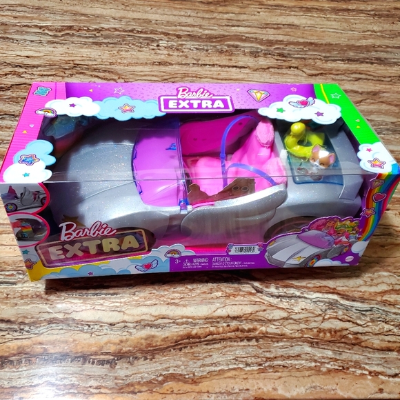 Barbie | Toys | Barbie Extra Sparkly Silver Convertible Toy Car With ...